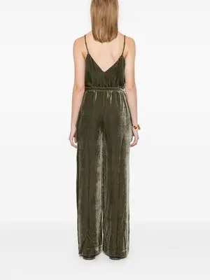 Gold Hawk Velvet Jumpsuit - Green