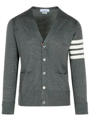 Thom Browne 4-bar Virgin Wool Cardigan - Grey