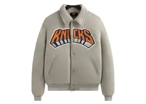 Kith X New York Knicks Empire Wool Coaches Jacket - Light Heather Grey