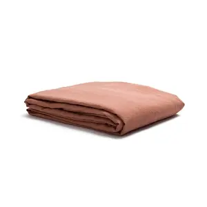 PIGLET IN BED Linen Blend Flat Sheet, Queen Warm Clay