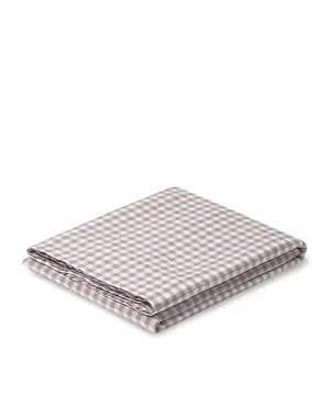 PIGLET IN BED Gingham Linen Blend Flat Sheet - Elderberry Gingham