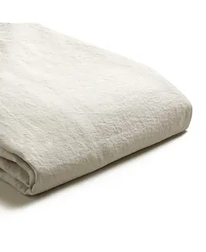 PIGLET IN BED Plain Linen Flat Sheet, Full - Oatmeal