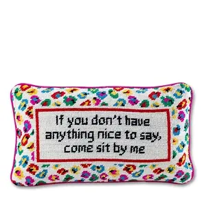 FURBISH Come Sit Me Needlepoint Pillow, 15 X 9 - Multi