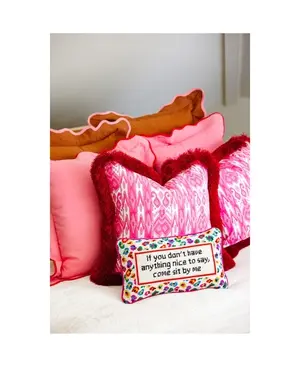 FURBISH Come Sit Me Needlepoint Pillow, 15 X 9
