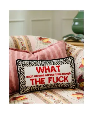 FURBISH Wtf Needlepoint Pillow, 14 X 8