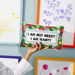 FURBISH Not Needy Needlepoint Pillow, 15 X 9