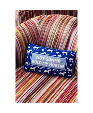 FURBISH Hold My Horses Needlepoint Pillow, 14 X 8