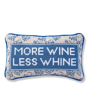 FURBISH More Wine Needlepoint Pillow, 15 X 9