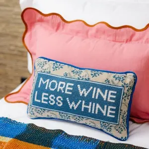 FURBISH More Wine Needlepoint Pillow, 15 X 9