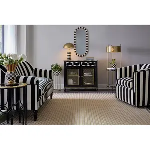 MACKENZIE-CHILDS Black Tie Round Accent Table