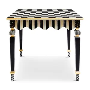 MACKENZIE-CHILDS Courtly Check & Stripe Game Table