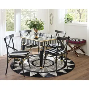 MACKENZIE-CHILDS Courtly Check & Stripe Game Table