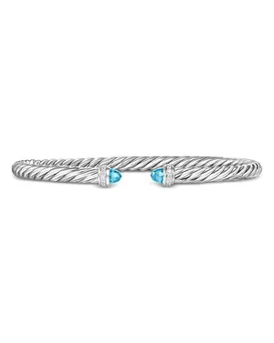 David Yurman David Yurman Cablespira Flex Bracelet Blue Topaz/silver