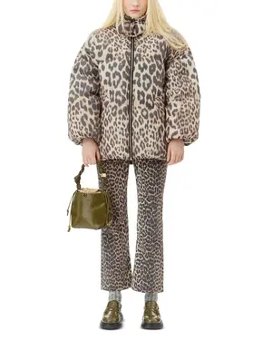 GANNI Leopard Print Puffer Jacket