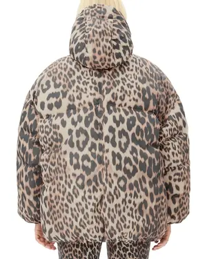 GANNI Leopard Print Puffer Jacket