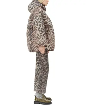 GANNI Leopard Print Puffer Jacket