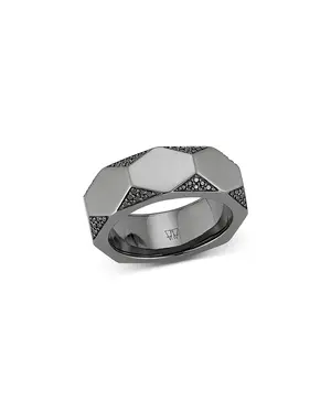 Walters Faith 18k Gold Diamond Quentin Faceted Hexagon Band Ring - Black
