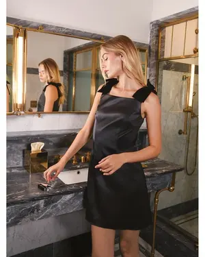 French Connection Carey Square Neck Bow Mini Dress