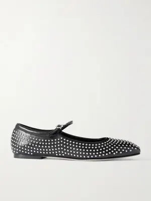 AeydĒ Uma Studded Leather Mary Jane Ballet Flats - Black