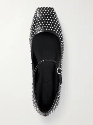 AeydĒ Uma Studded Leather Mary Jane Ballet Flats - Black