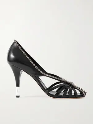 Chloé Leonie Cutout Embellished Leather Pumps
