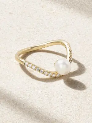 Mizuki 14-karat Gold, Diamond And Pearl Ring - White