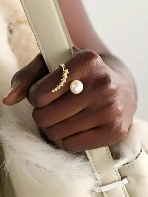 Mizuki 14-karat Gold, Pearl And Diamond Ring