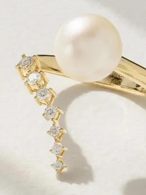 Mizuki 14-karat Gold, Pearl And Diamond Ring