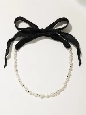 Mizuki 14-karat Gold, Silk And Pearl Necklace - White