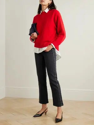 FRAME Le Sleek Embellished Cropped High-rise Straight-leg Jeans