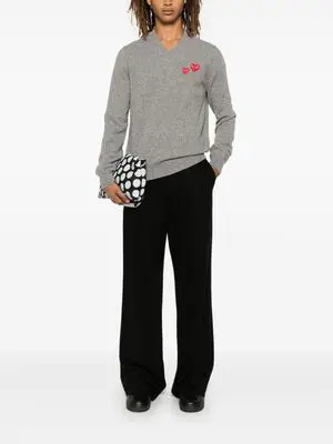 Play Comme Des Garcon Heart-patch Sweater - Grey