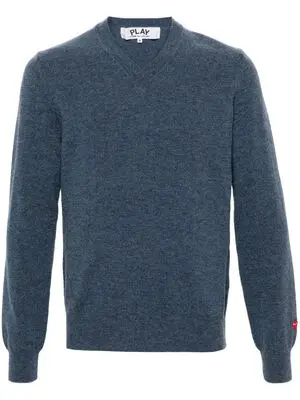 Play Comme Des Garcon Heart-patch Wool Jumper - Blue