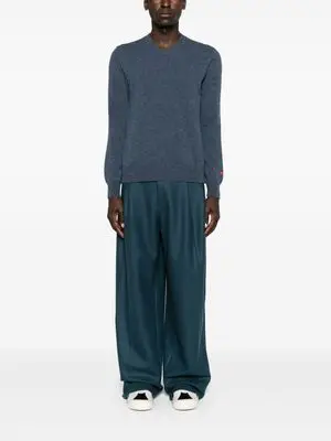 Play Comme Des Garcon Heart-patch Wool Jumper - Blue