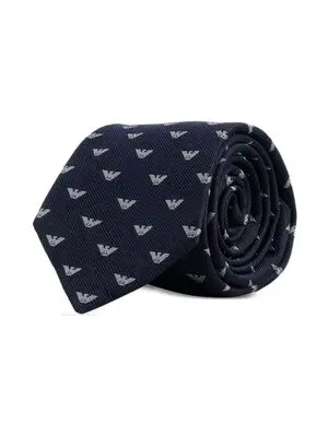Emporio Armani Logo-print Tie - Blue