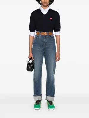 Play Comme Des Garcon Heart-patch Jumper - Blue