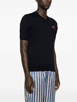 Play Comme Des Garcon Heart-patch Jumper - Blue