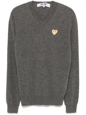Play Comme Des Garcon Heart-patch Sweater