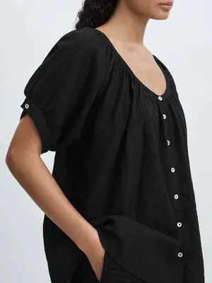 Mille Naomi Textured Button-through Top