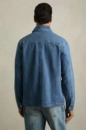 REISS Tore Cotton-denim Button-through Overshirt