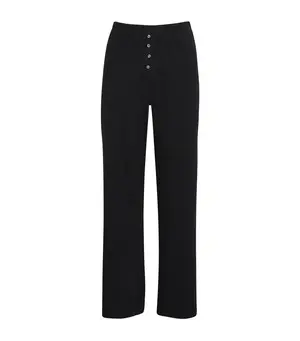 LESET Cotton Pointelle Lounge Trousers - Black