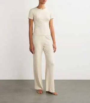 LESET Cotton Pointelle Lounge Trousers - Yellow
