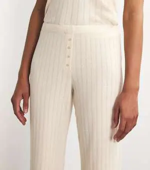LESET Cotton Pointelle Lounge Trousers - Yellow