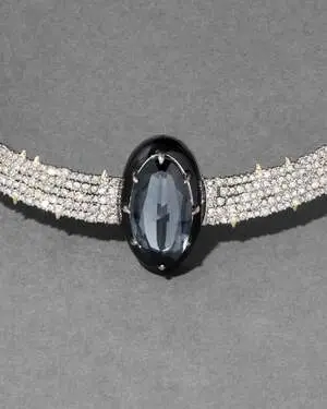Alexis Bittar Archive Crystal Encrusted Hematite Doublet Collar Necklace