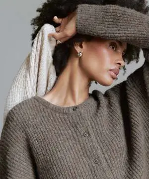 Jenni Kayne Hayes Crewneck Cardigan - Multicolor,driftwood