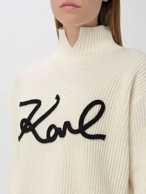 Karl Lagerfeld Ribbed Turtleneck Sweater With Appliqué Detailing