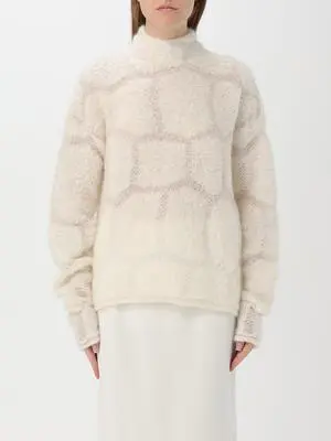GENNY Textured High Neck Sweater - White