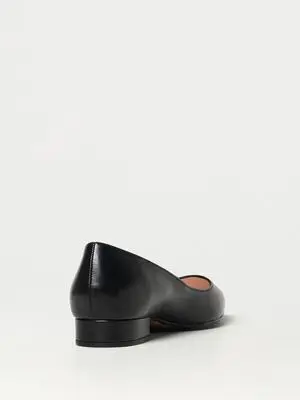 ANNA F. Leather Ballet Flats With Silver Tone Toe Cap