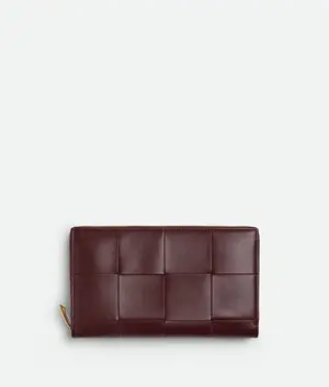 Bottega Veneta Cassette Zip Around Wallet - Madder Brown/rosewood