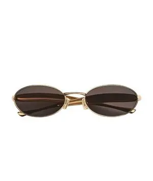 Bottega Veneta Oval Sunglasses - Gold/grey