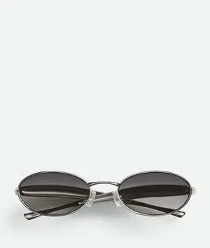 BOTTEGA  VENETA Bottega Veneta Sardine Oval Sunglasses - Silver/grey